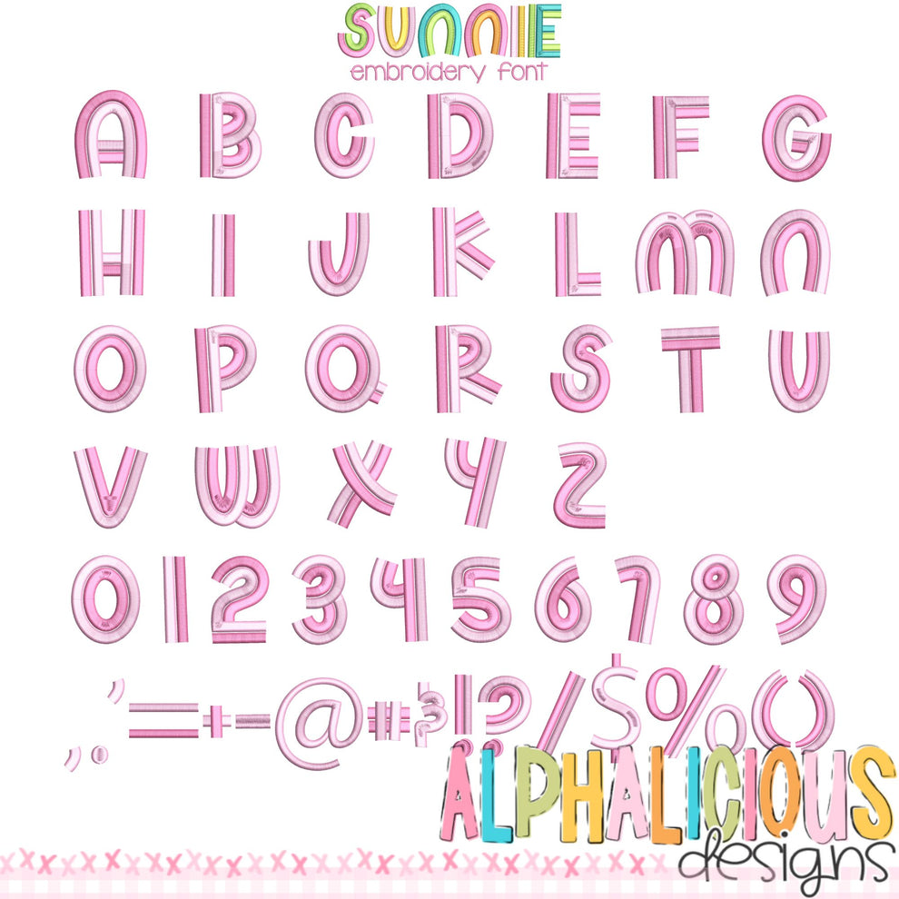 Sunnie Embroidery Font - All Sizes – Alphalicious Designs
