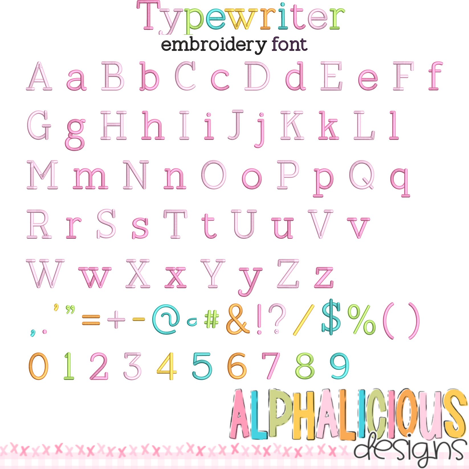 Typewriter Embroidery Font - All Sizes – Alphalicious Designs