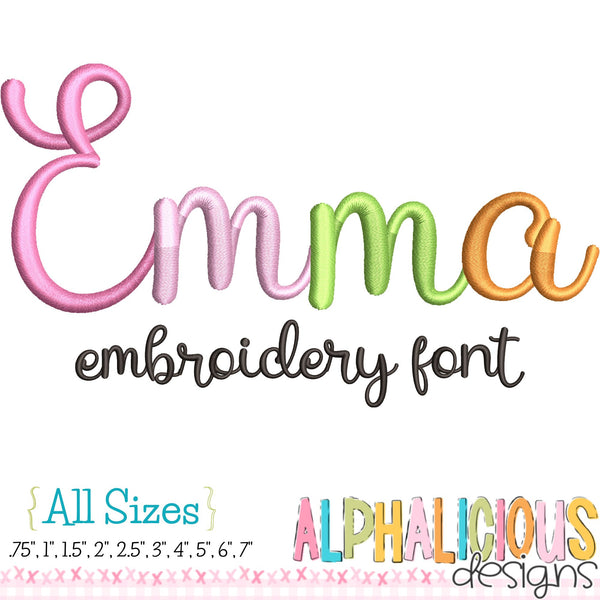 Emma Embroidery Font - All Sizes – Alphalicious Designs