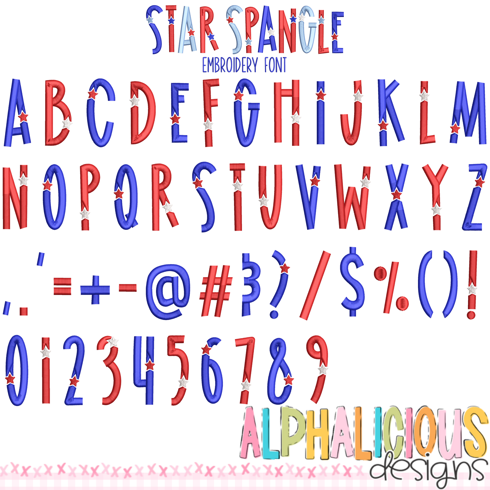 Star Spangle Embroidery Font - All Sizes – Alphalicious Designs