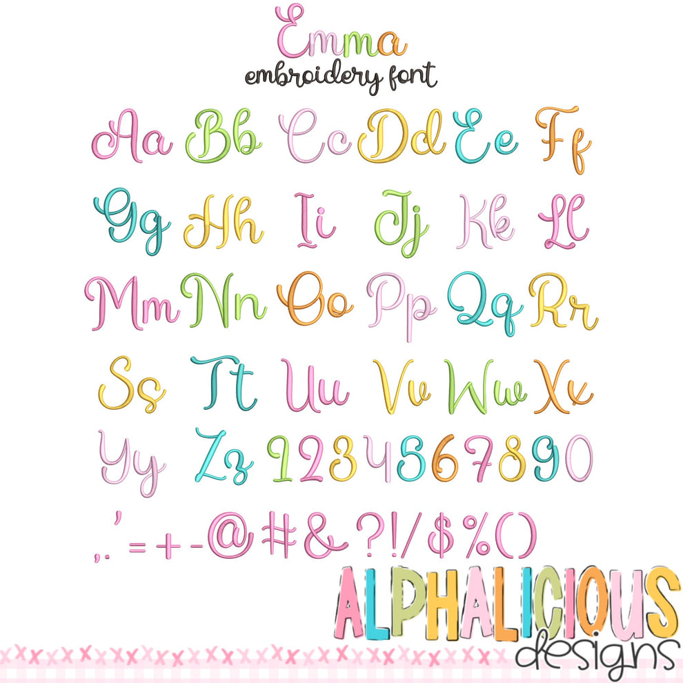 Emma Embroidery Font - All Sizes – Alphalicious Designs