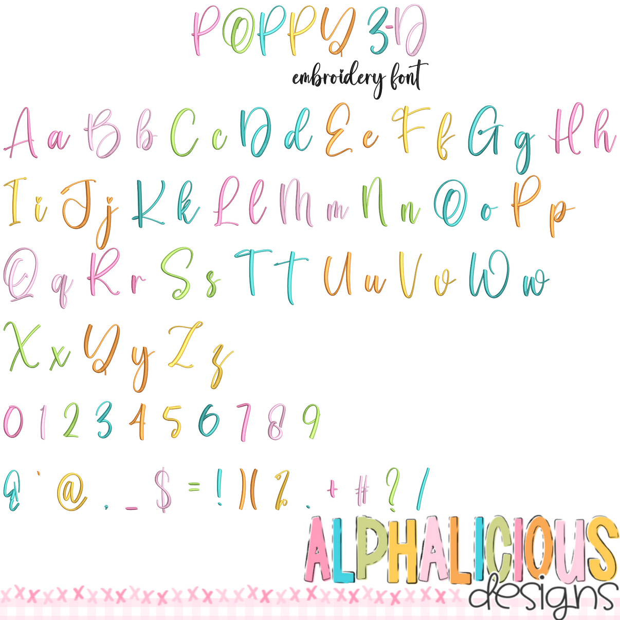 Poppy 3-D Embroidery Font – Alphalicious Designs