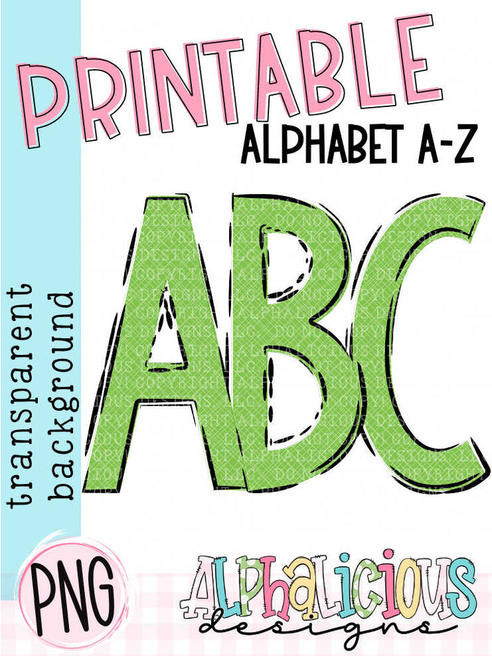 Simple Block - Green Cross Hatch - Printable Font - PNG – Alphalicious ...