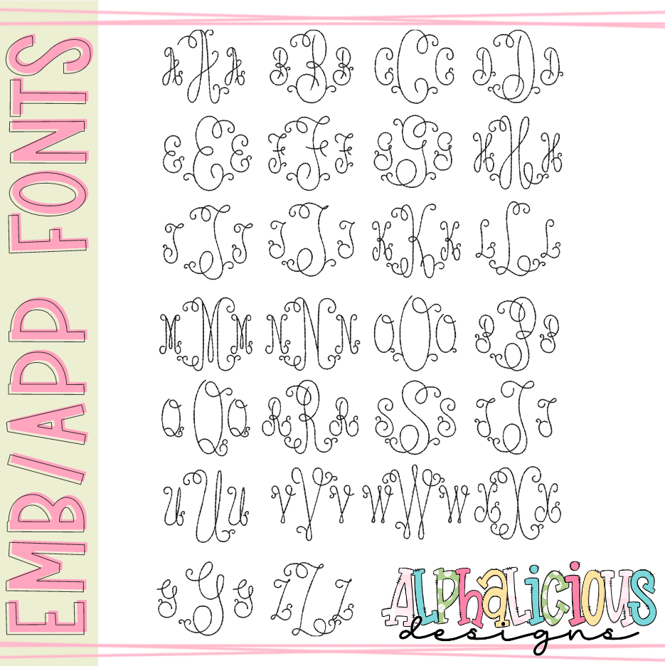 Evie Monogram Font- Floss – Alphalicious Designs