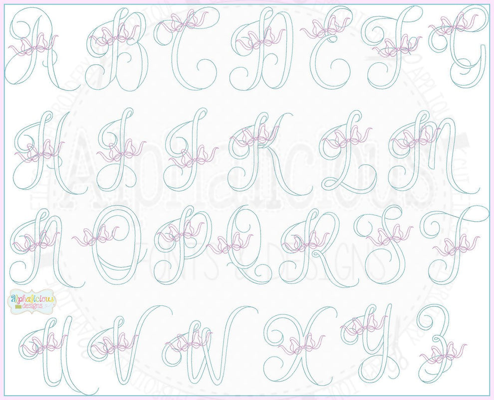 Vintage Bow Embroidery Font – Alphalicious Designs