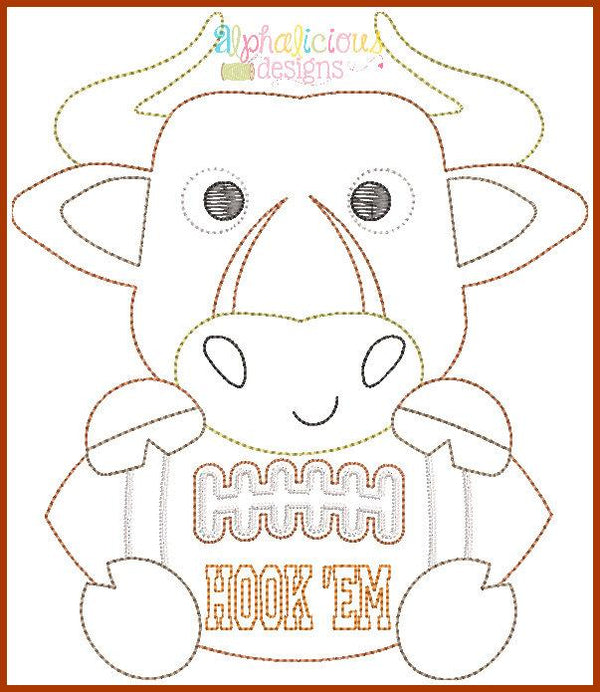 Longhorn Football Mascot Vintage Embroidery Design – Alphalicious Designs