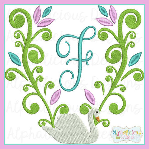 Swirly Swan Monogram Frame – Alphalicious Designs