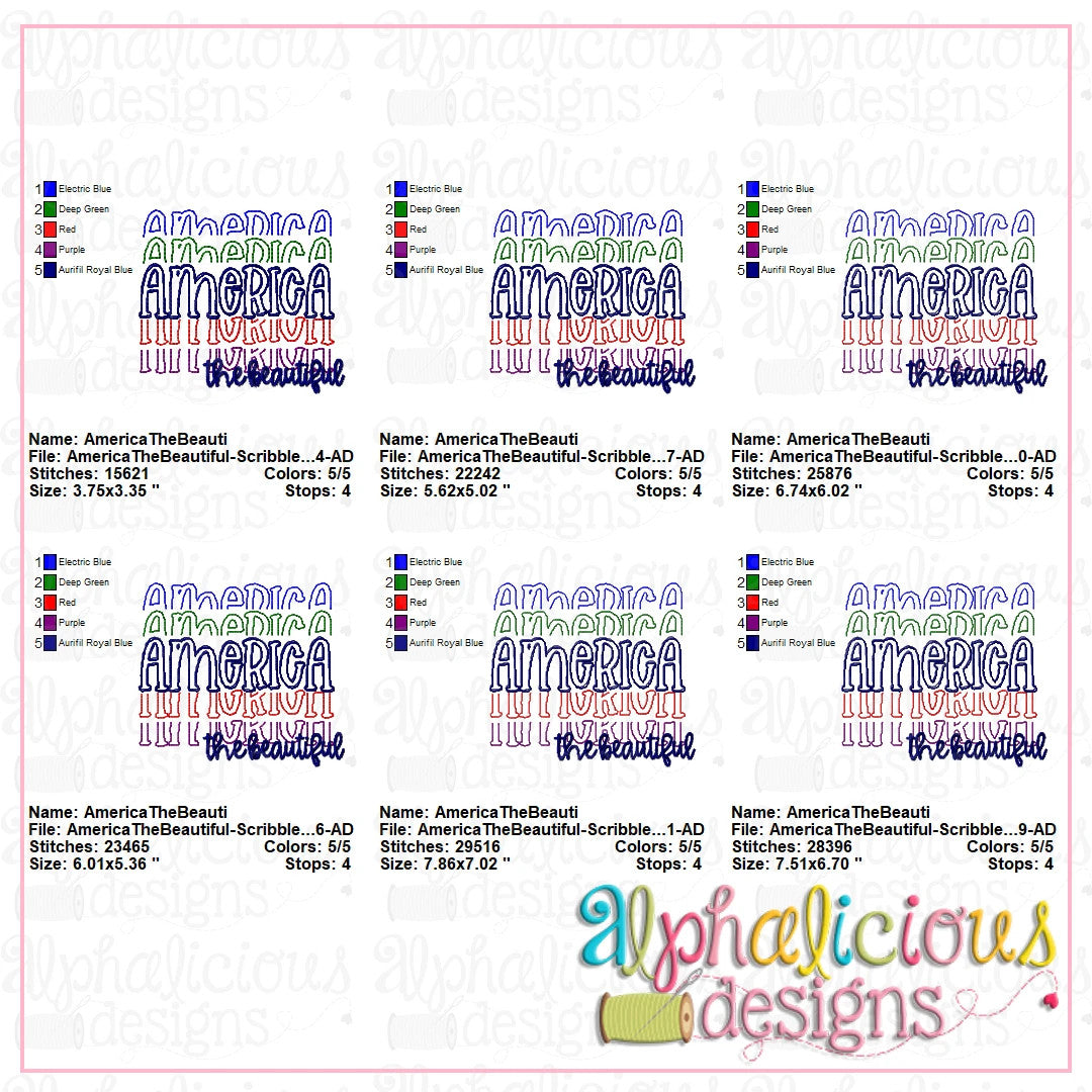 America the Beautiful-Scribble – Alphalicious Designs