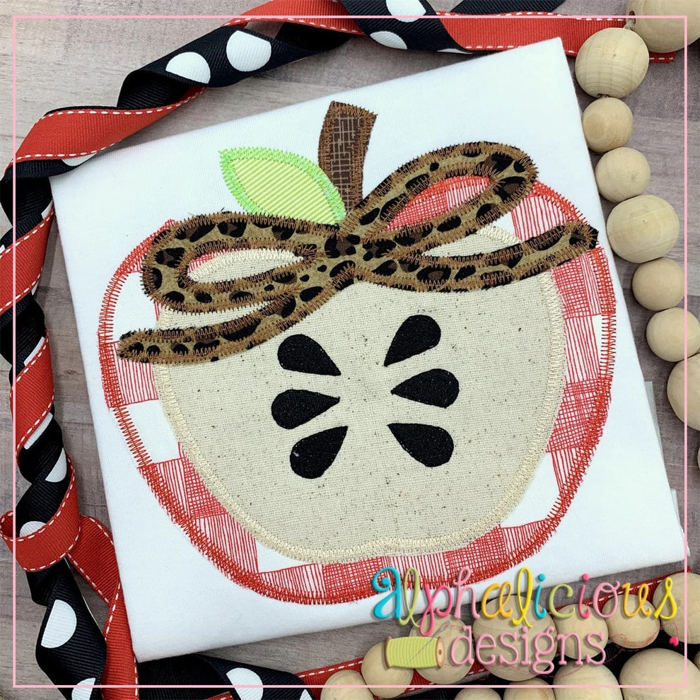 Apple Half with Bow-ZigZag – Alphalicious Designs