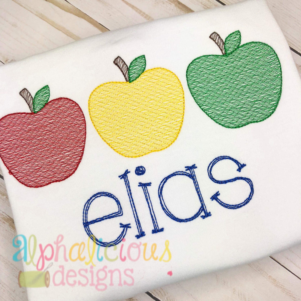 Apple Three In A Row-Sketch – Alphalicious Designs