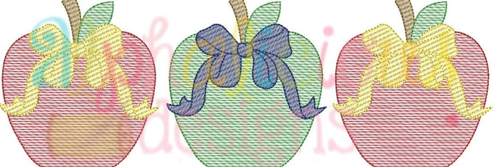 Copy of Apple With Bow Three In A Row-Sketch – Alphalicious Designs