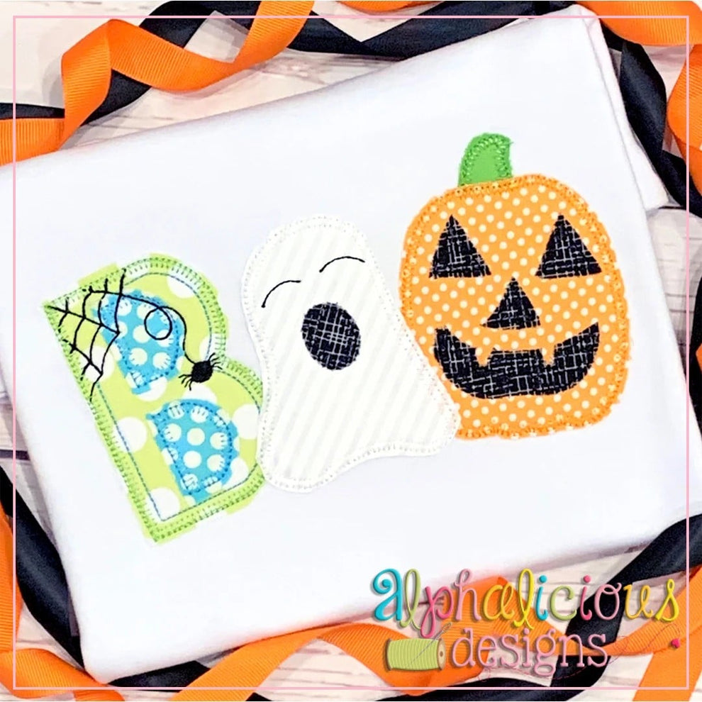 BOO with Ghost and Pumpkin-Blanket – Alphalicious Designs