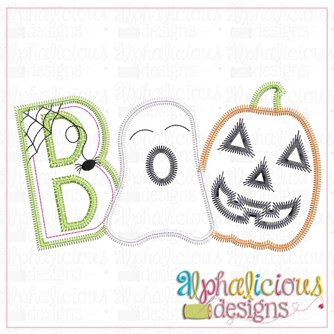 BOO with Ghost and Pumpkin-ZigZag – Alphalicious Designs