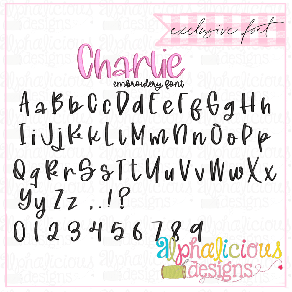 Charlie Embroidery Font - Satin – Alphalicious Designs