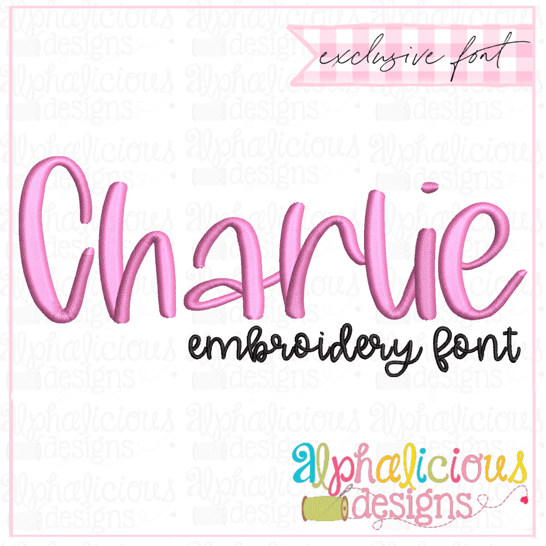 Charlie Embroidery Font - Satin – Alphalicious Designs