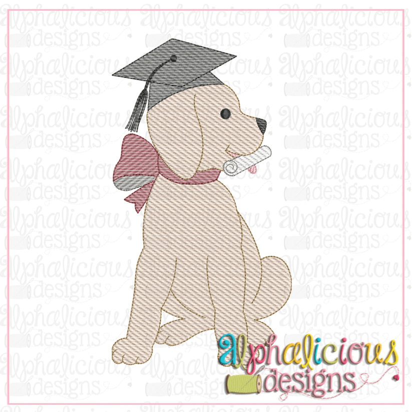Graduation Pup with Bow-Sketch – Alphalicious Designs