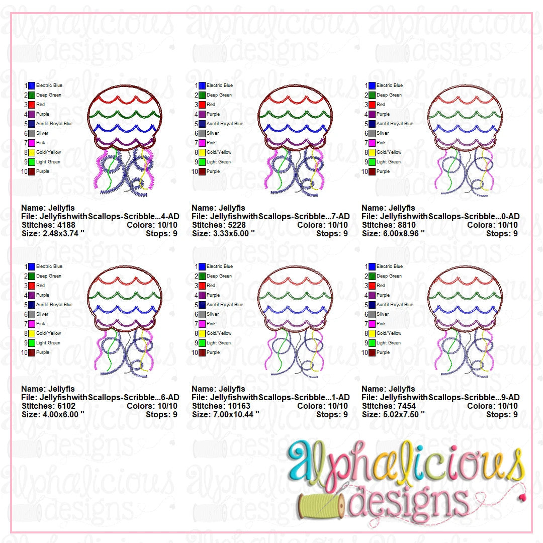 Jellyfish with Scallops-Scribble – Alphalicious Designs