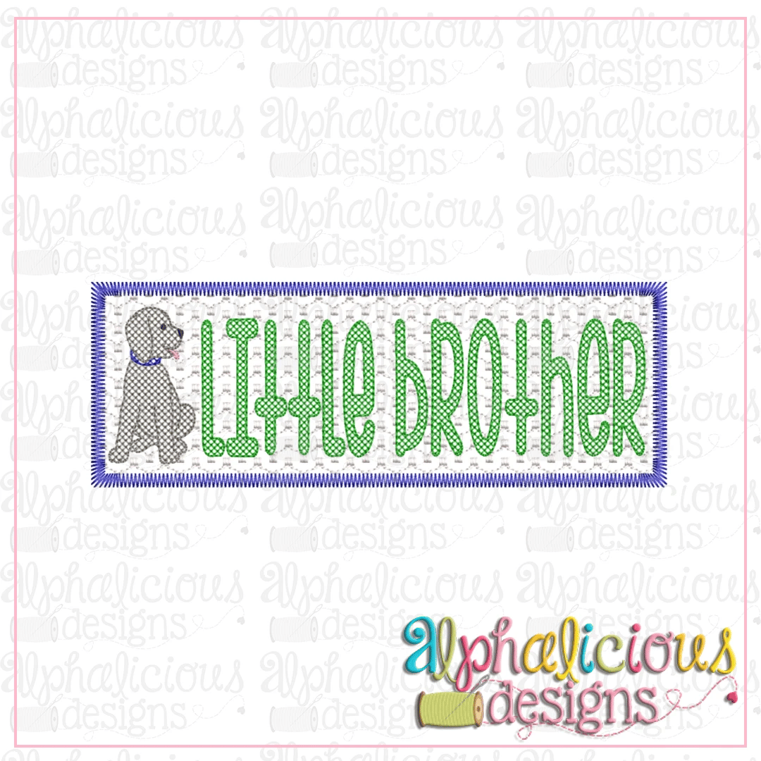 Little Brother with Pup Faux Smock – Alphalicious Designs