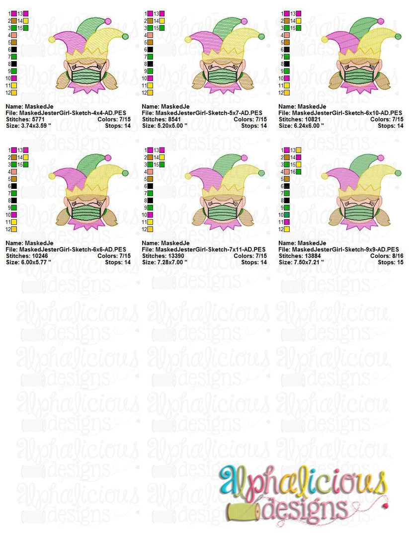 Masked Jester Girl- Sketch – Alphalicious Designs