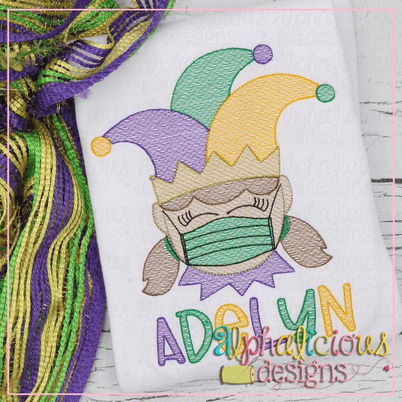 Masked Jester Girl- Sketch – Alphalicious Designs