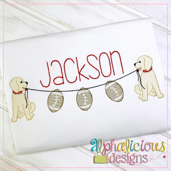 Pup Bunting with Footballs - Sketch – Alphalicious Designs