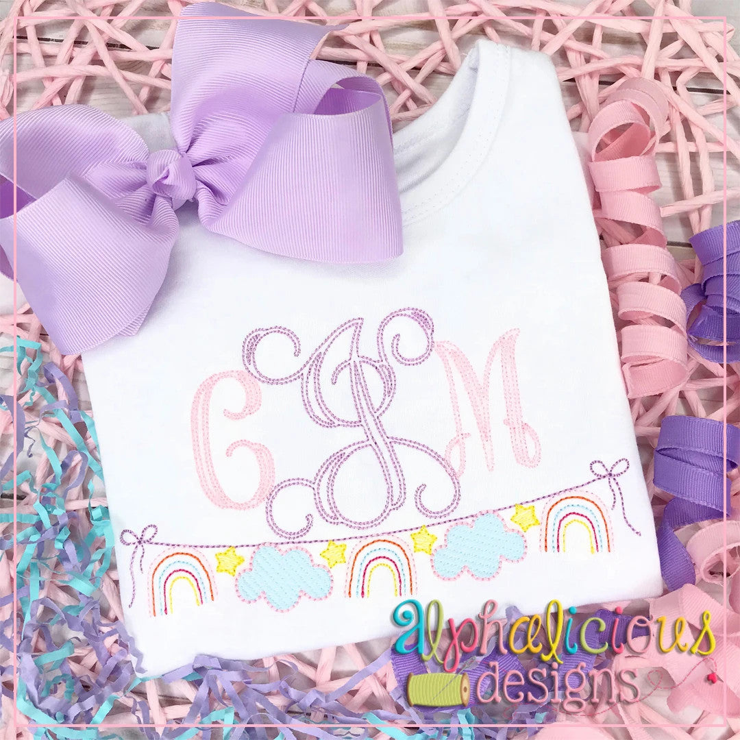 Rainbows and Clouds Bunting-Sketch – Alphalicious Designs