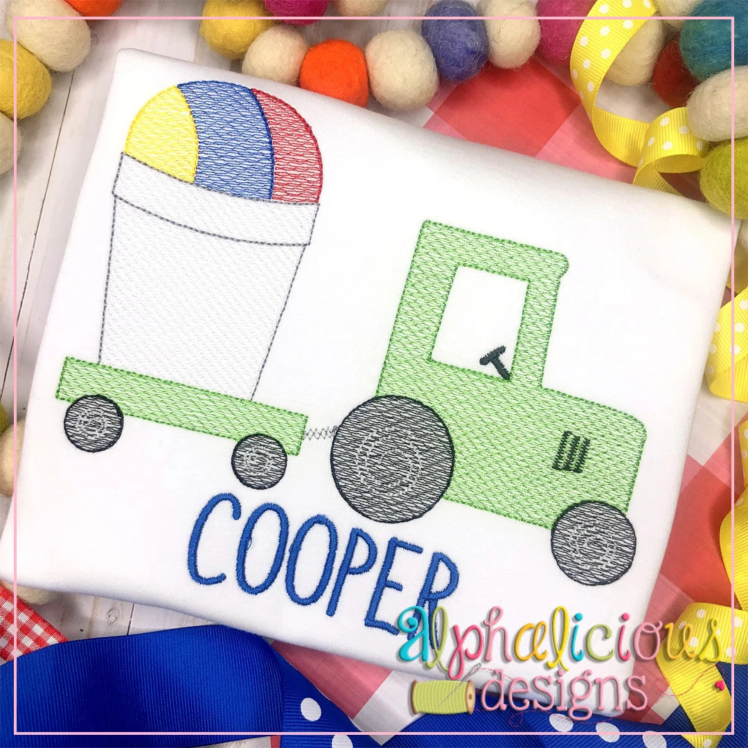 Tractor with Snowball-Sketch – Alphalicious Designs