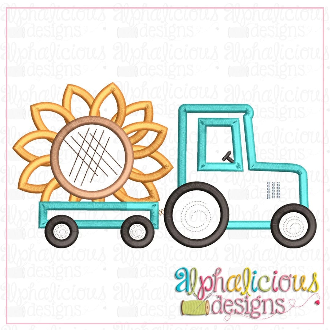 Tractor with Sunflower-Satin – Alphalicious Designs