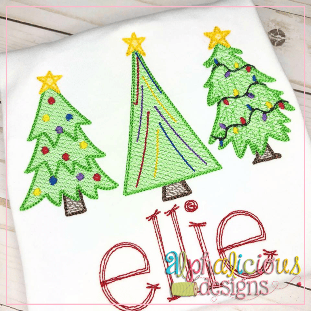 Tree Trio-Sketch – Alphalicious Designs