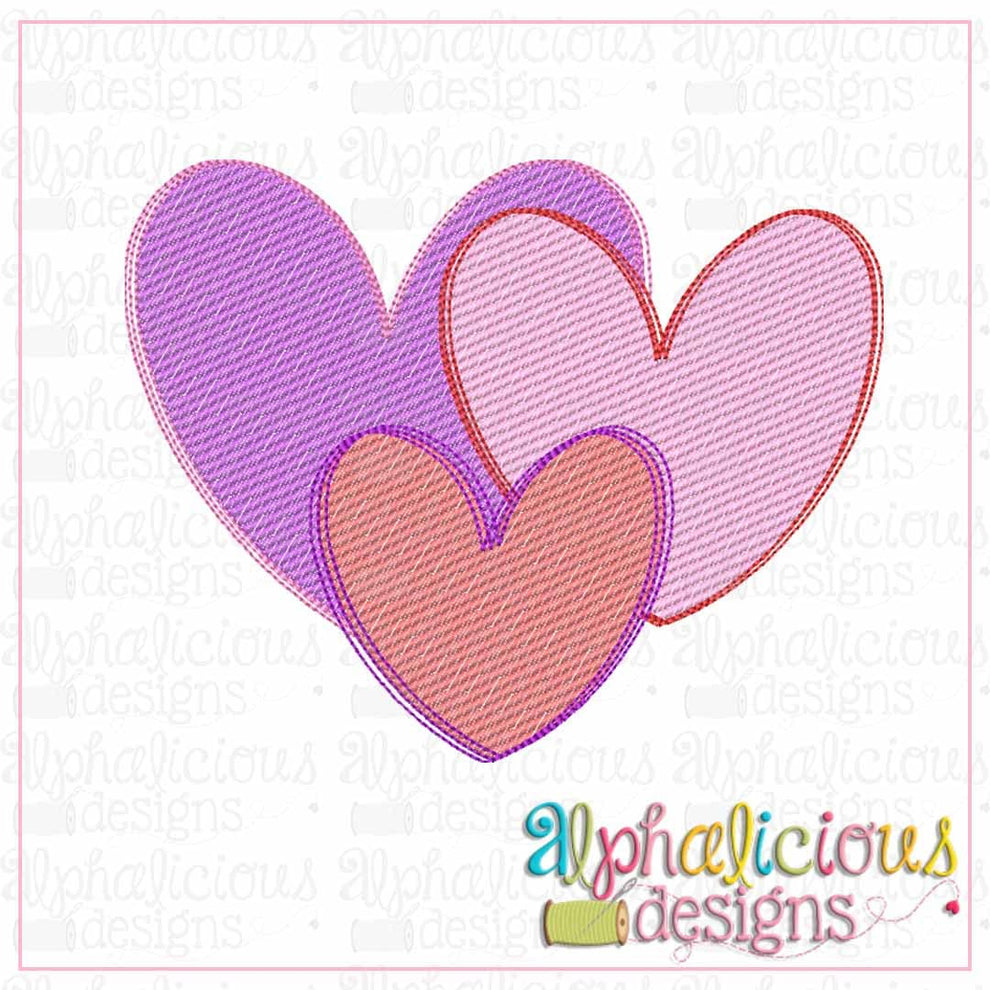 Triple Hearts-Sketch – Alphalicious Designs