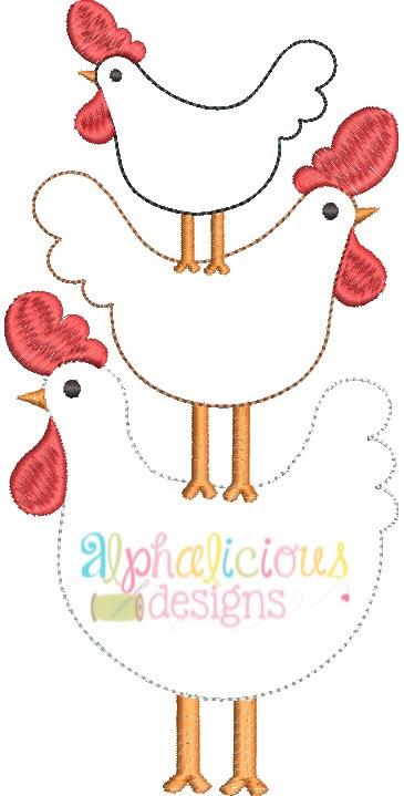 Stacked Chickens- Triple Bean – Alphalicious Designs